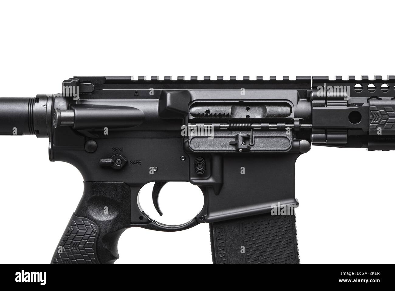 Modern automatic rifle isolated on white background. Tactical carbine ...