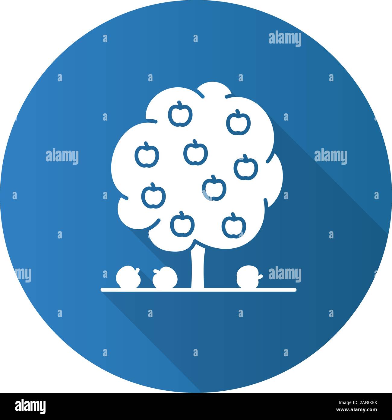 Fruit tree flat design long shadow glyph icon. Vector silhouette ...