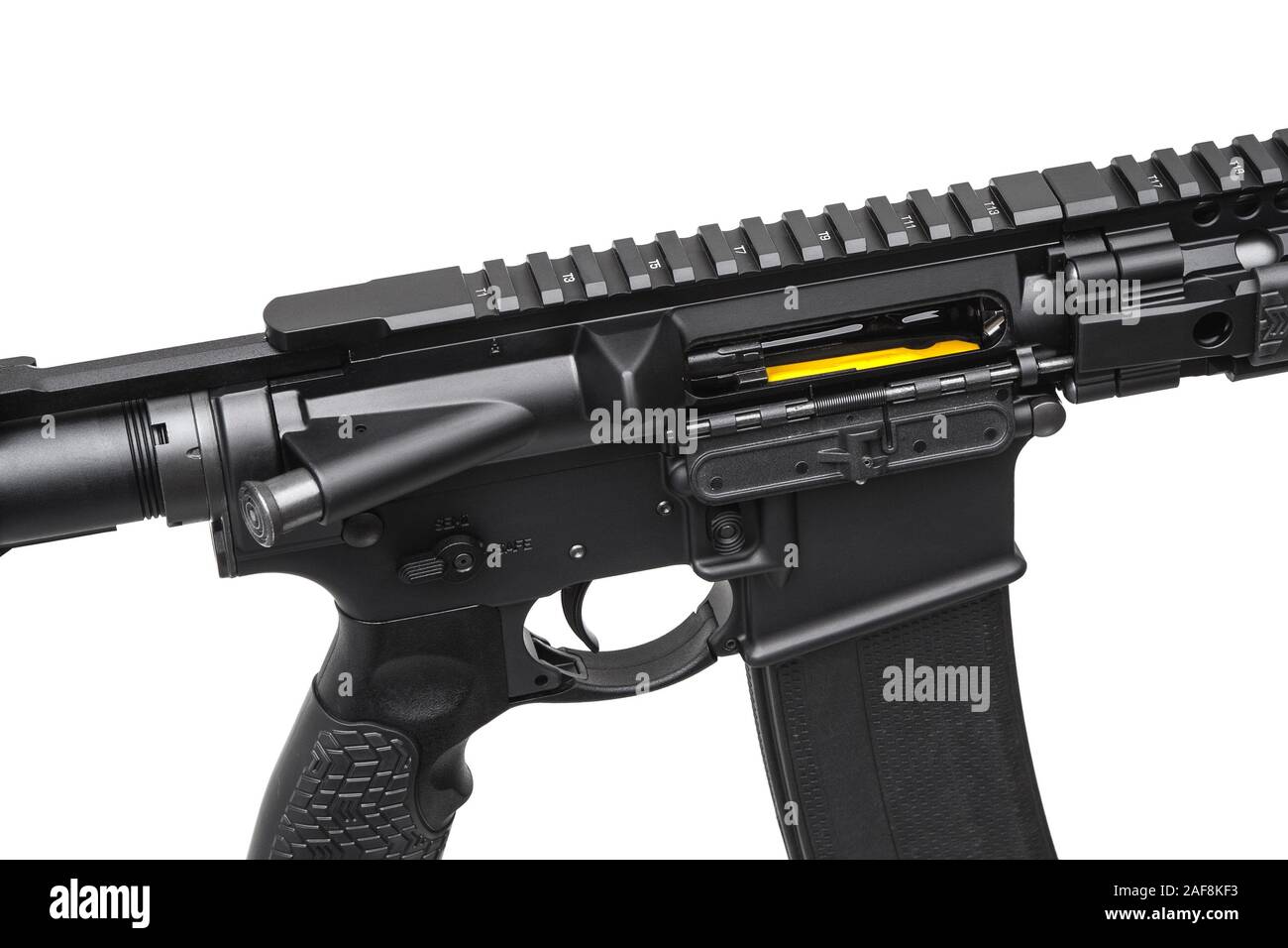 Modern automatic rifle isolated on white background. Tactical carbine ...