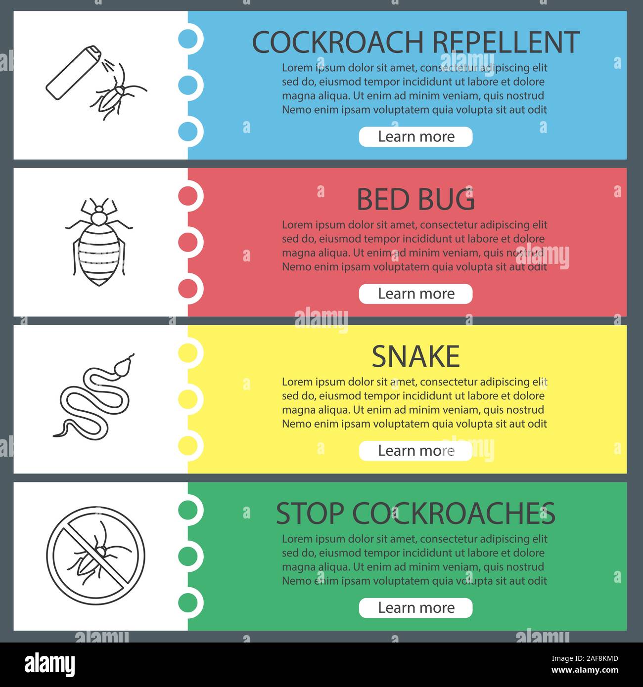 Pest control web banner templates set. Cockroach repellent, bed bug ...