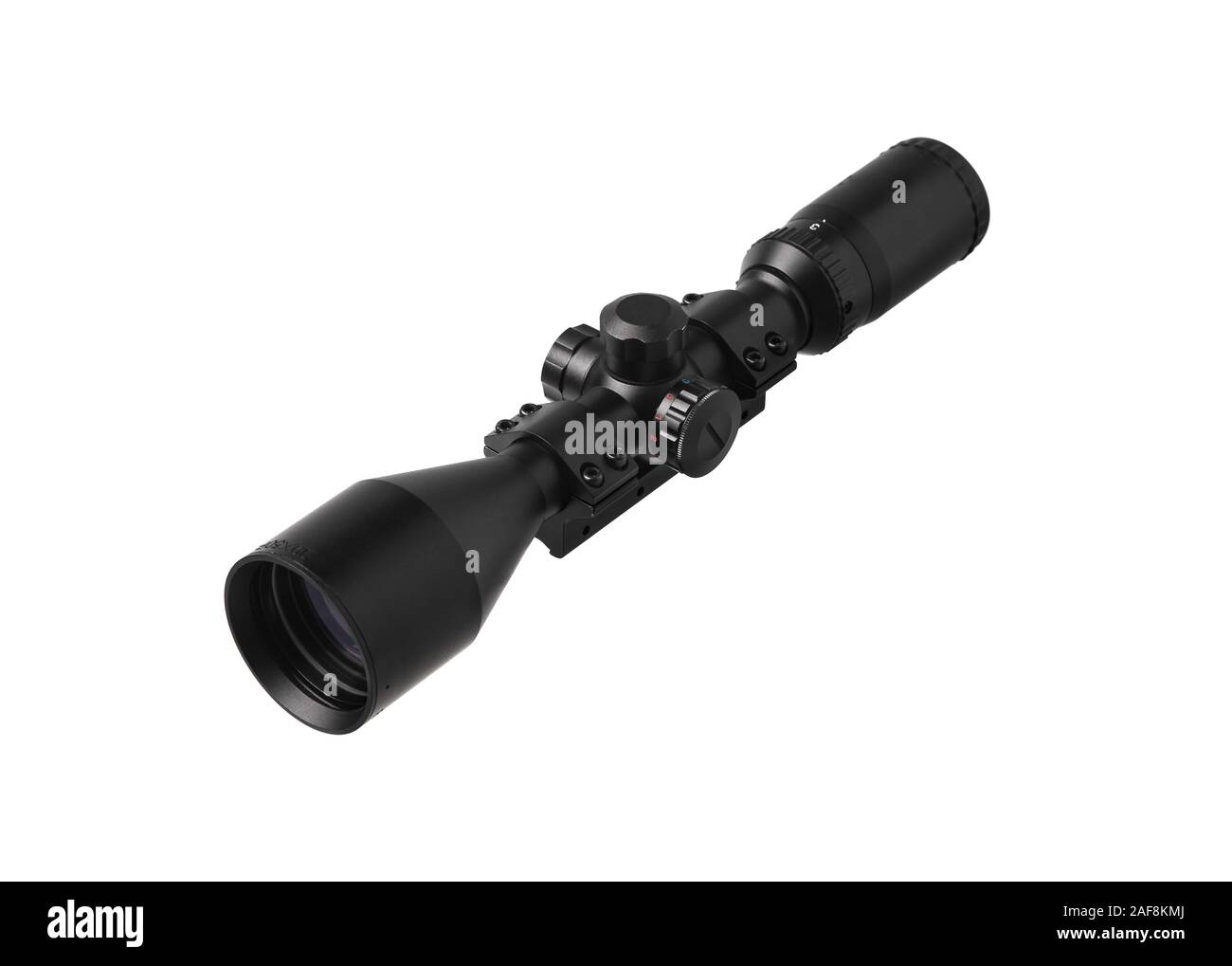 modern black optical scope for weapon isolated on white. sight scope ...