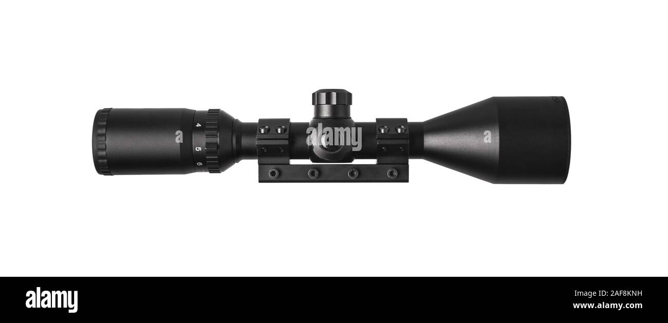 modern black optical scope for weapon isolated on white. sight scope ...