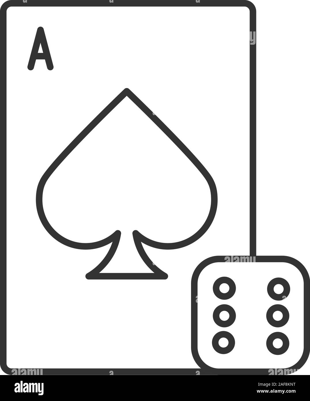 Dice and playing card linear icon. Casino. Gambling. Thin line ...