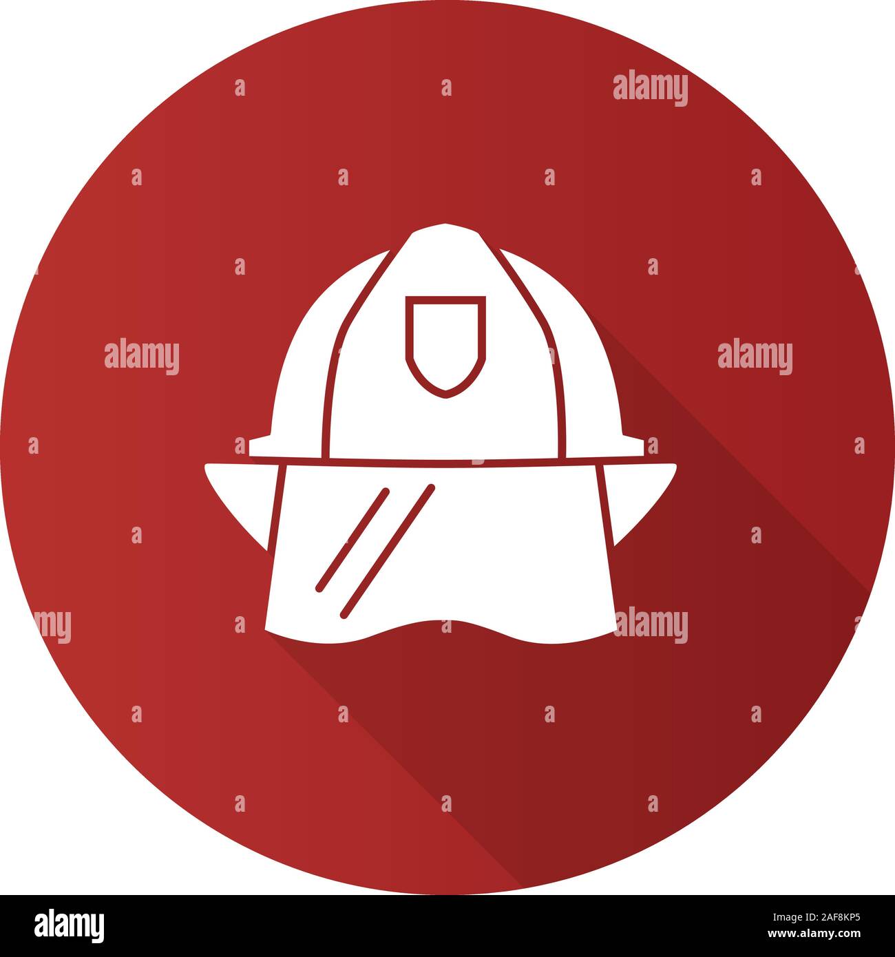 Firefighter helmet flat design long shadow glyph icon. Hard hat. Vector ...