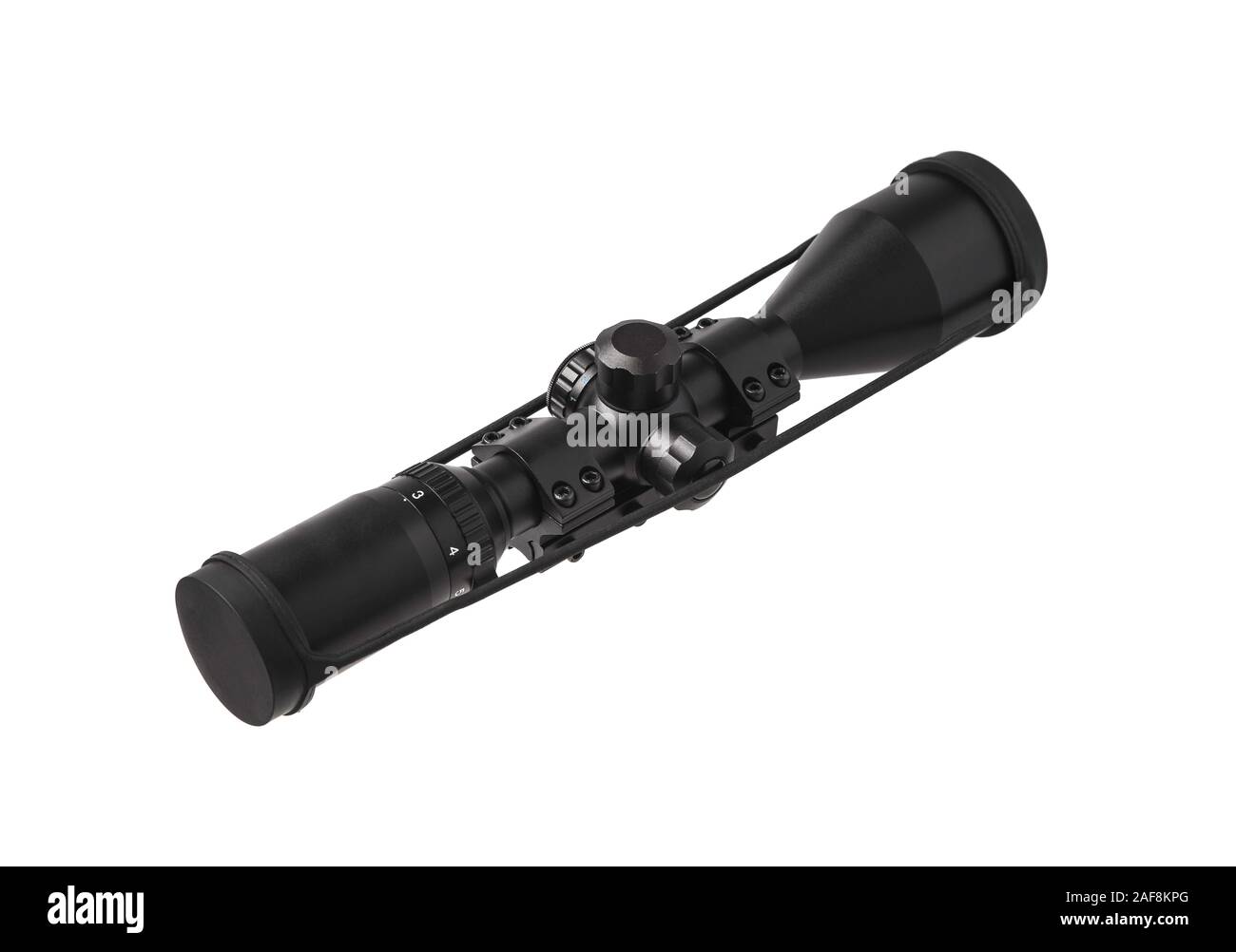 modern black optical scope for weapon isolated on white. sight scope ...