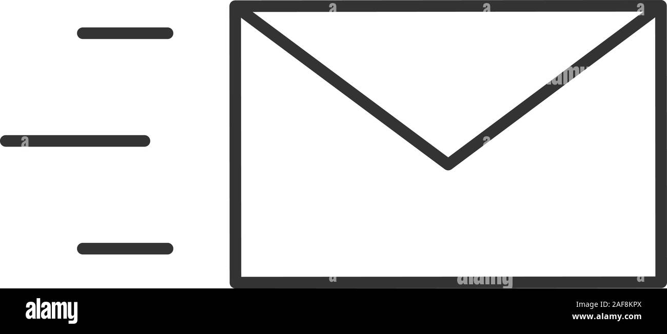 Flying envelope linear icon. Chatting. Thin line illustration. Email ...