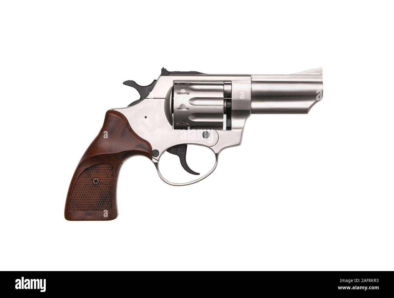 Silver gun revolver isolate on a white background. Pistol. Weapons for ...