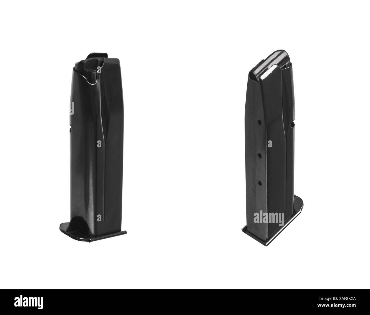 Handgun magazine on white surface. Clip for a modern semi-automatic ...