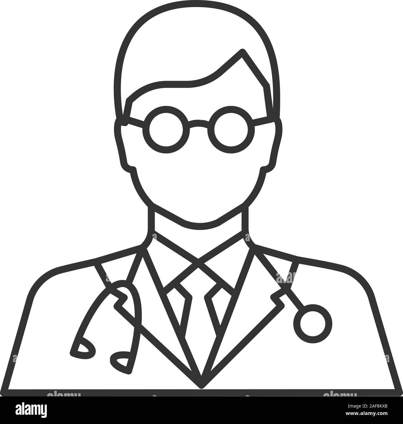 Doctor linear icon. Medical worker. Practitioner. Scientist. Thin line ...