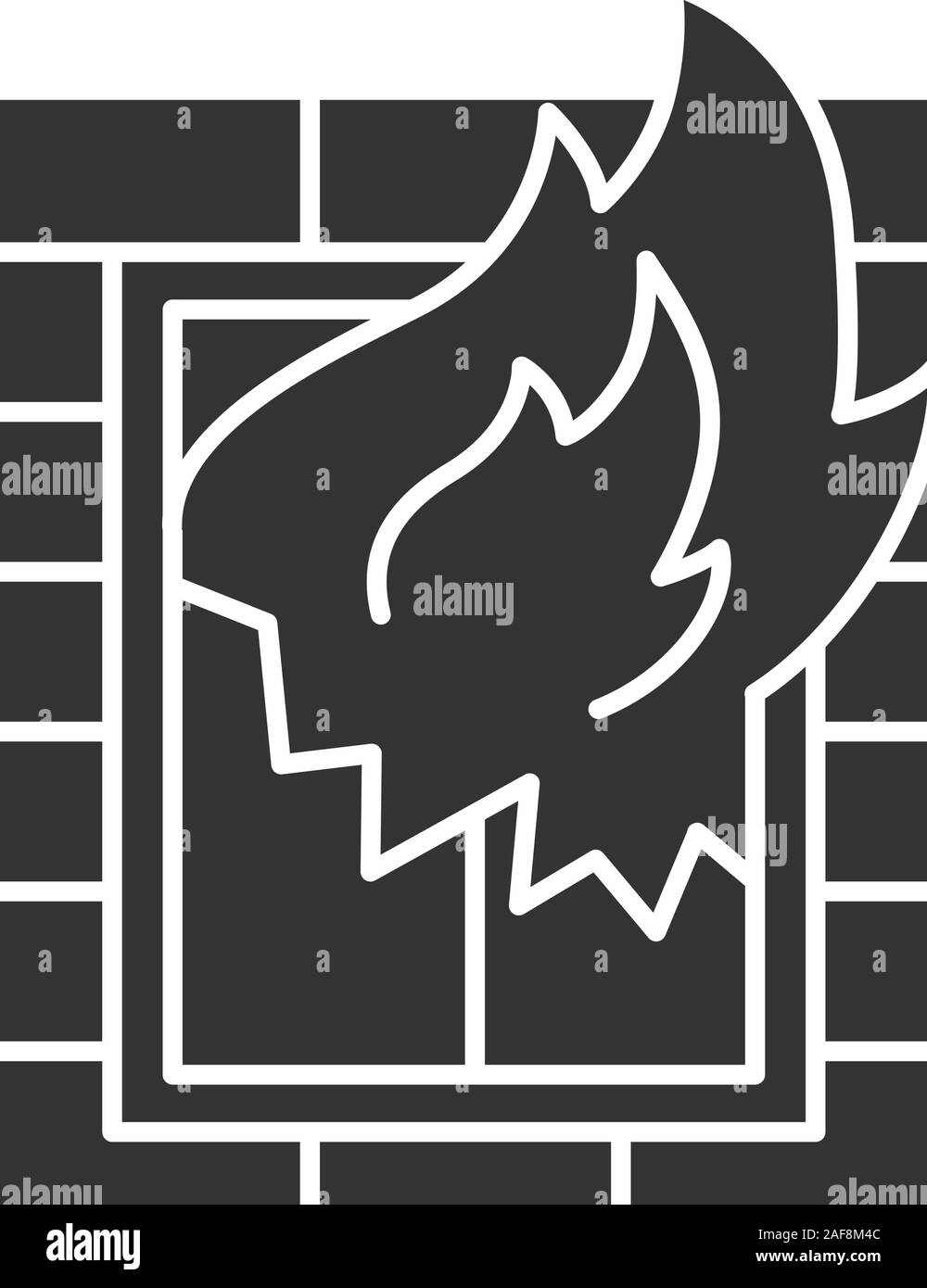 House on fire glyph icon. Burning broken window. Silhouette symbol ...