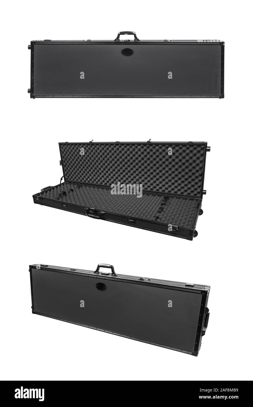 Large modern black case for storing and transporting weapons. Suitcase ...