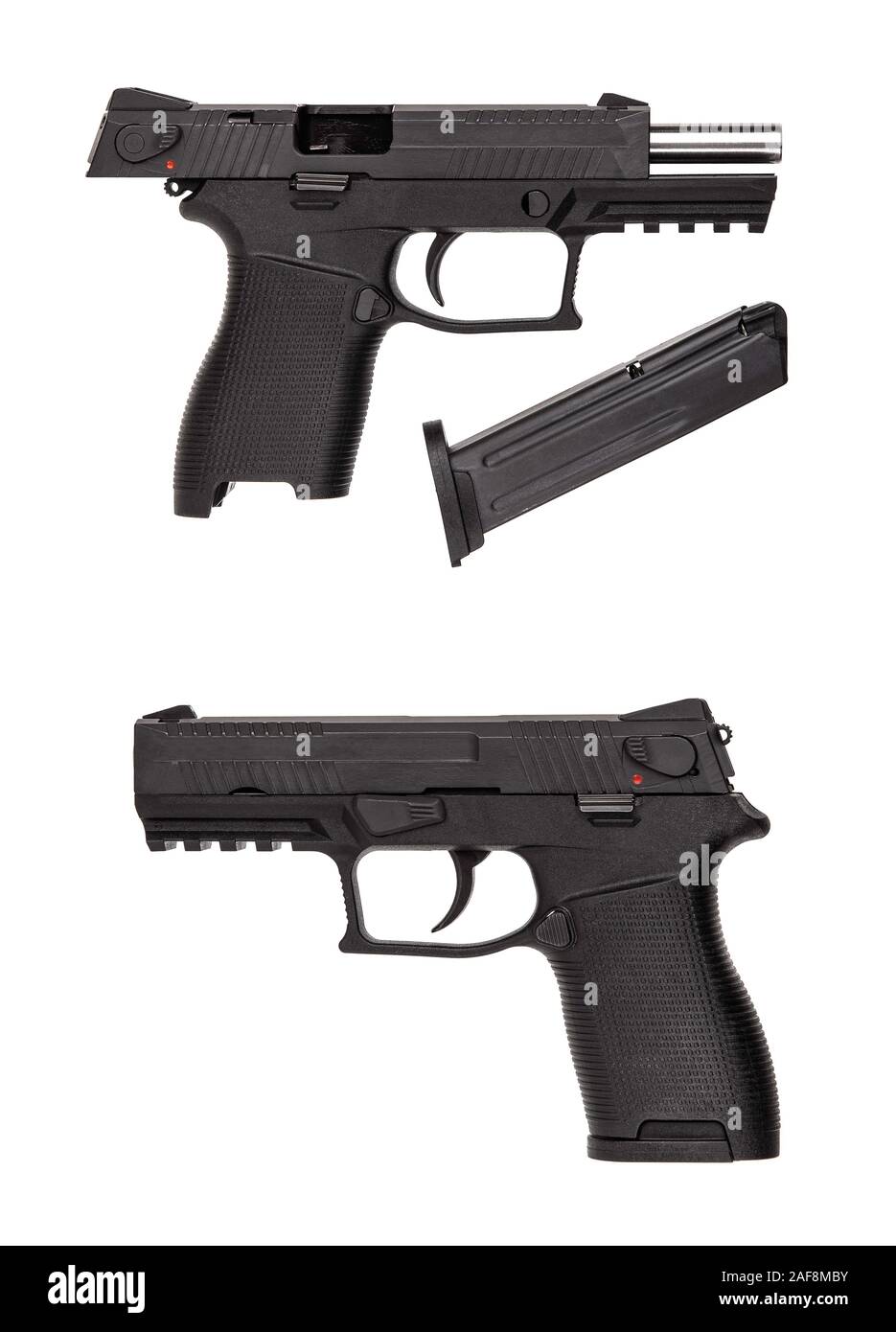 Modern black gun isolate on a white background. Pistol. Weapons for ...