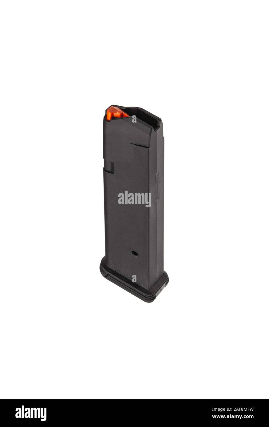 Handgun magazine on white surface. Clip for a modern semi-automatic ...