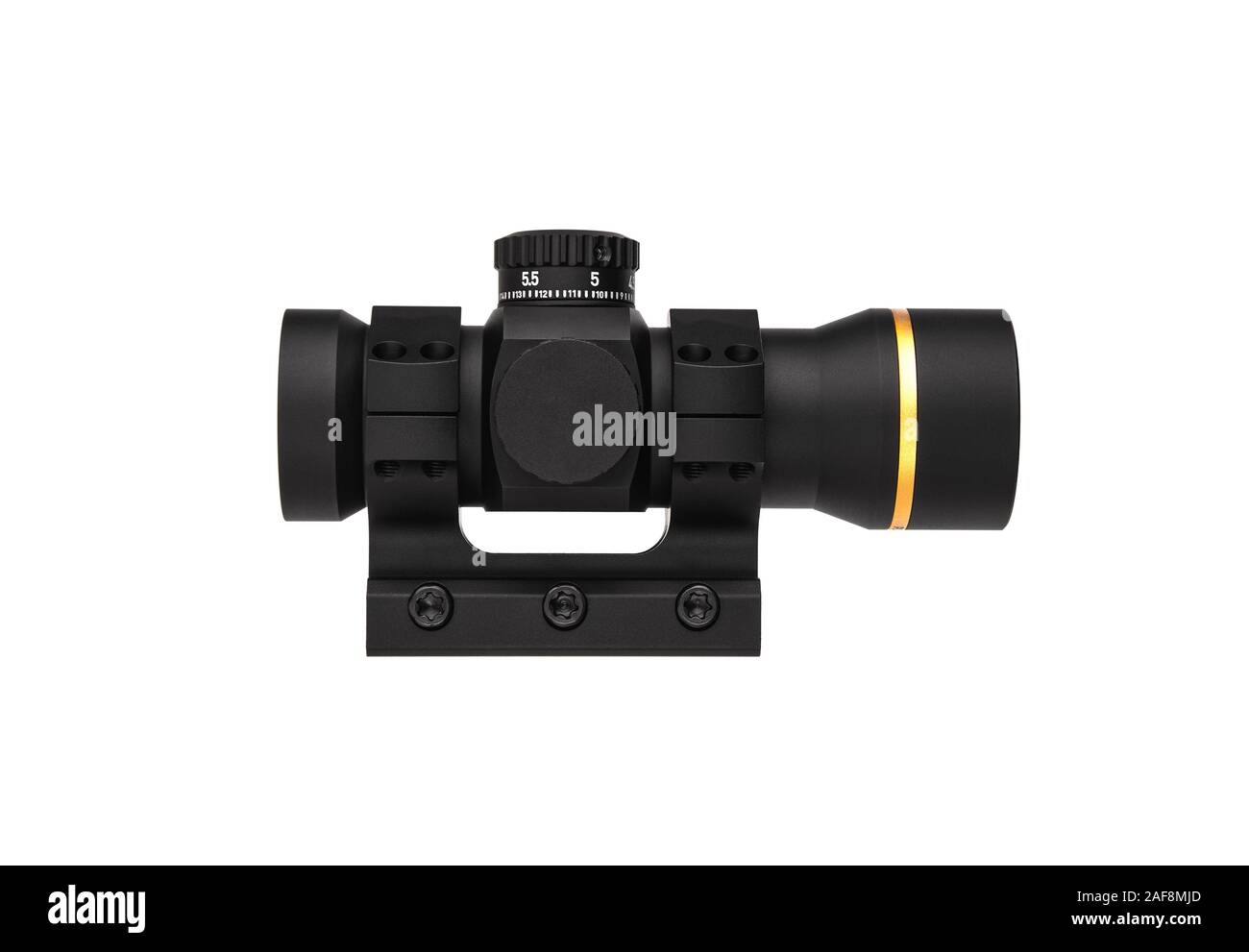 Modern optical sight for sniper and hunting rifles isolated on a white ...