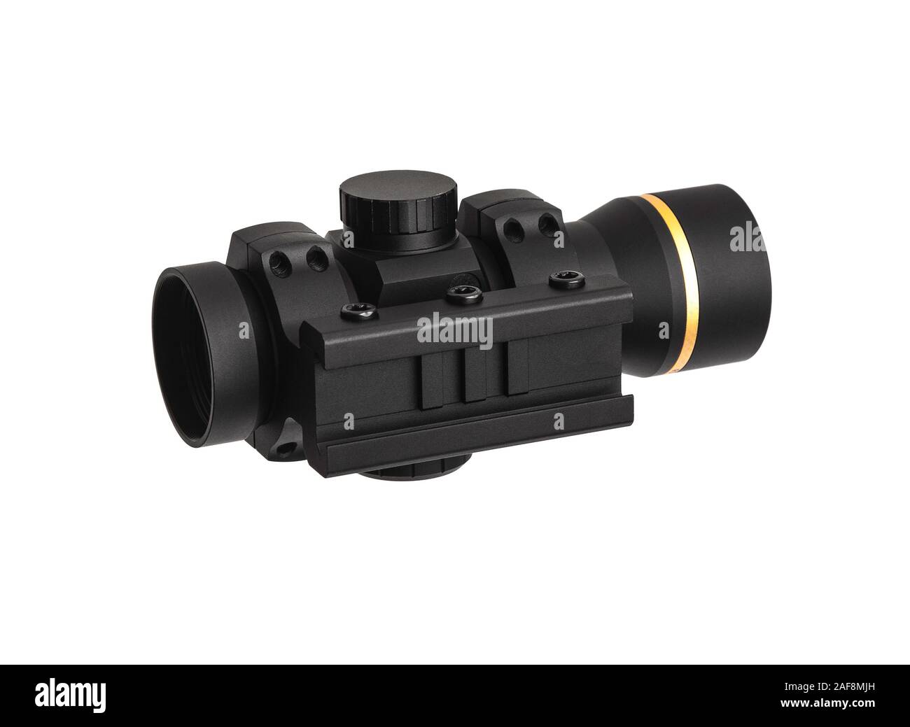 Modern optical sight for sniper and hunting rifles isolated on a white ...