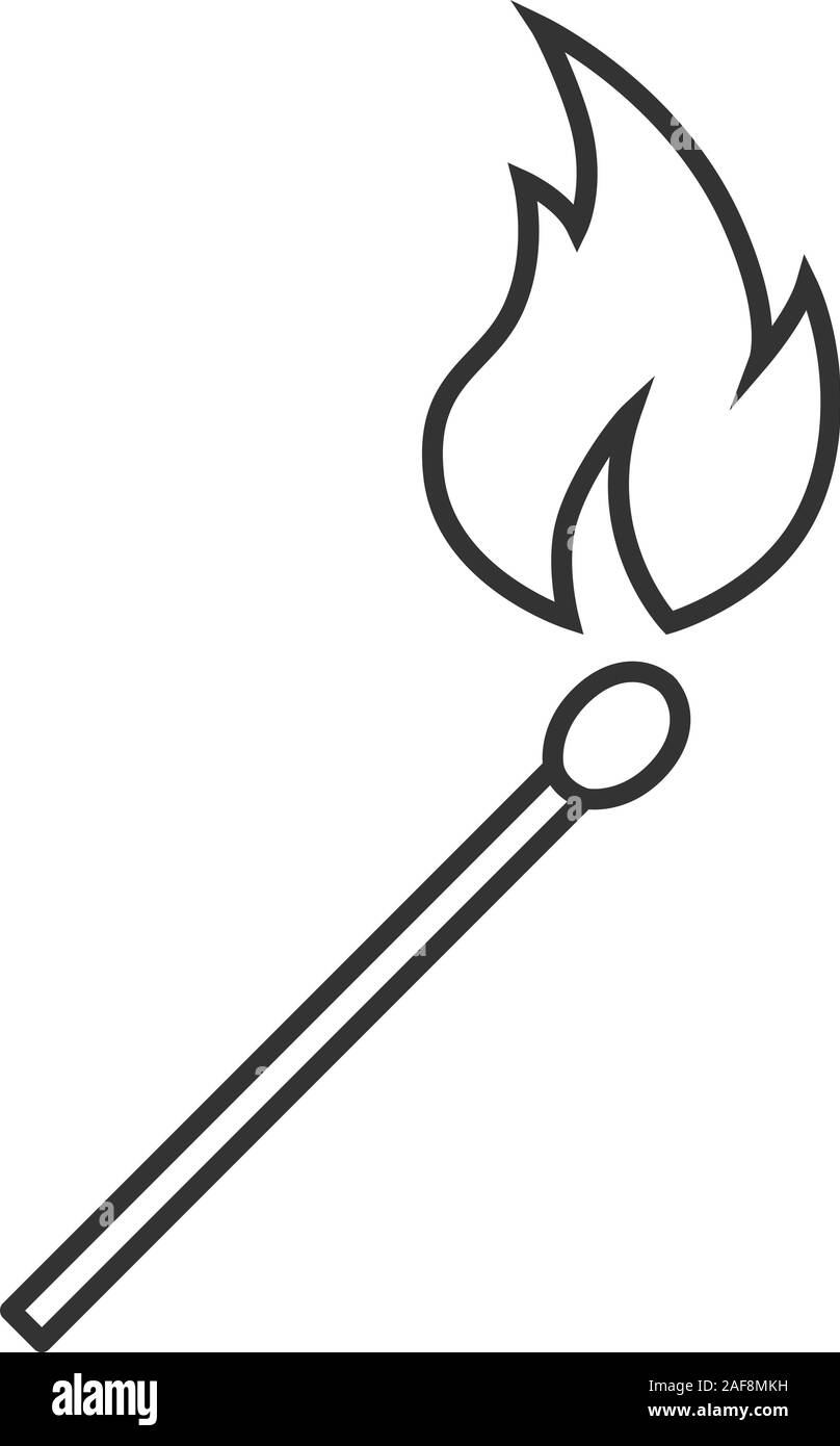 Burning matchstick linear icon. Arson. Thin line illustration. Contour ...