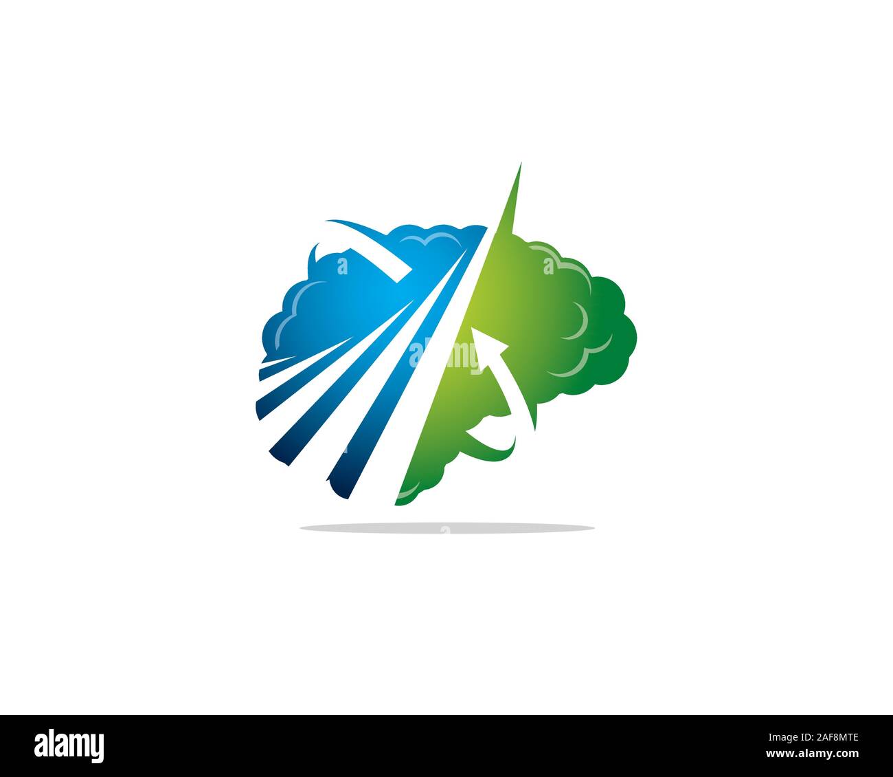 two tone complex brain image with increasing ascending graph bar and ...