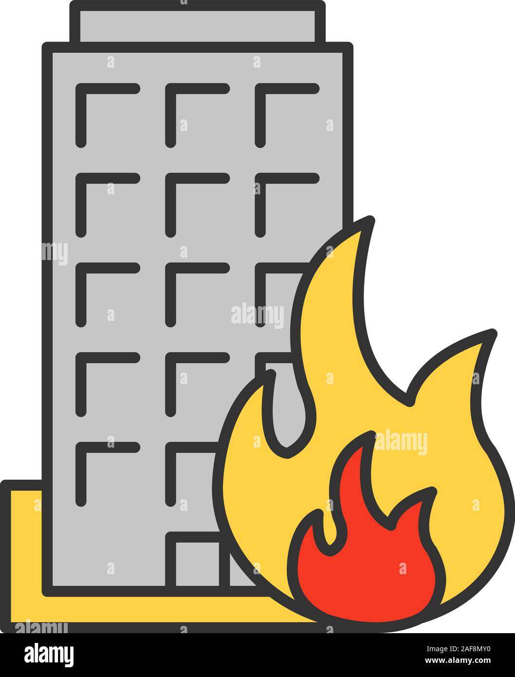 Burning building color icon. House on fire. Isolated vector ...