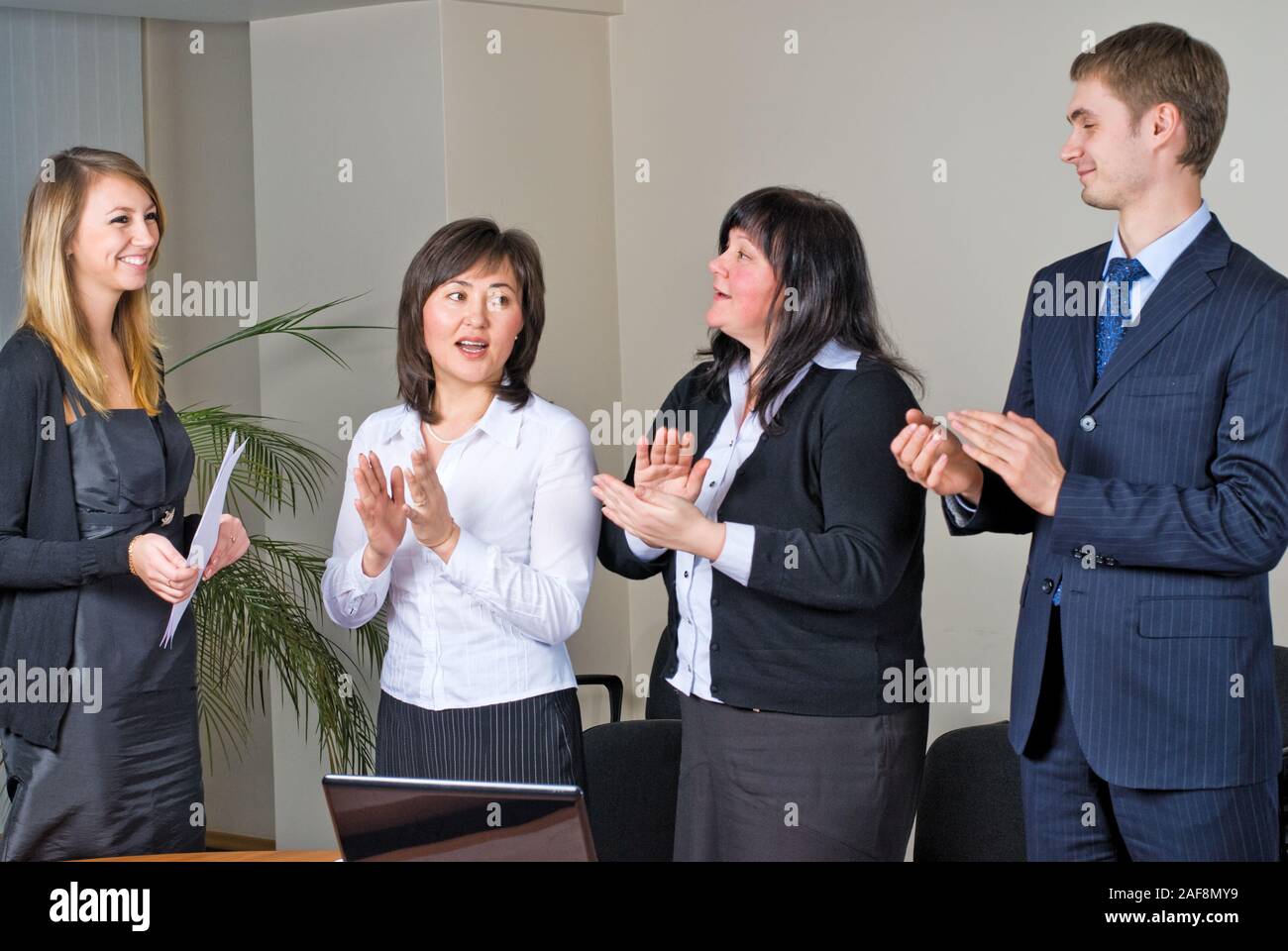 Woman making a business presentation Stock Photo - Alamy