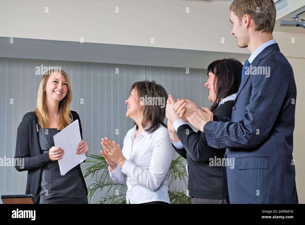Woman making a business presentation Stock Photo - Alamy