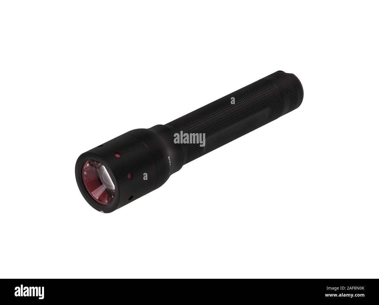 modern black metal flashlight isolated on white background Stock Photo ...