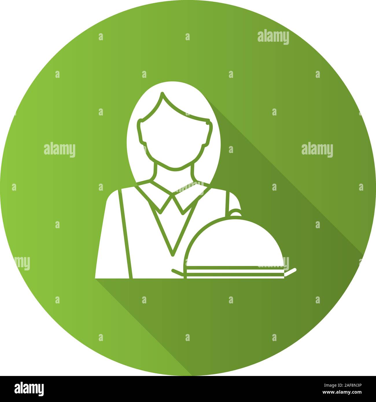 Waitress flat design long shadow glyph icon. Restaurant worker. Vector ...