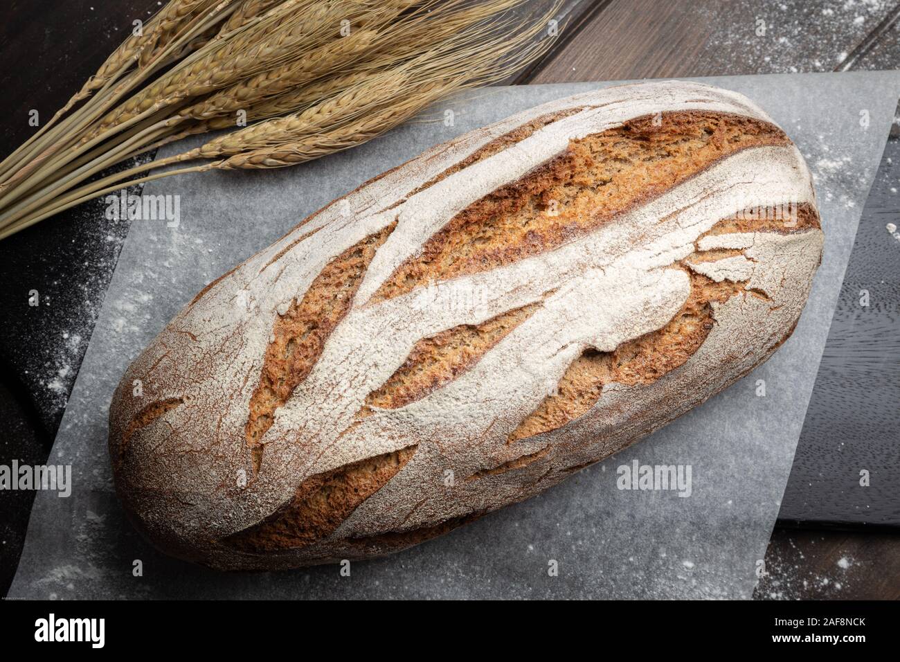 Traditional rye bread on table. Rustic bread from Spain Stock Photo - Alamy