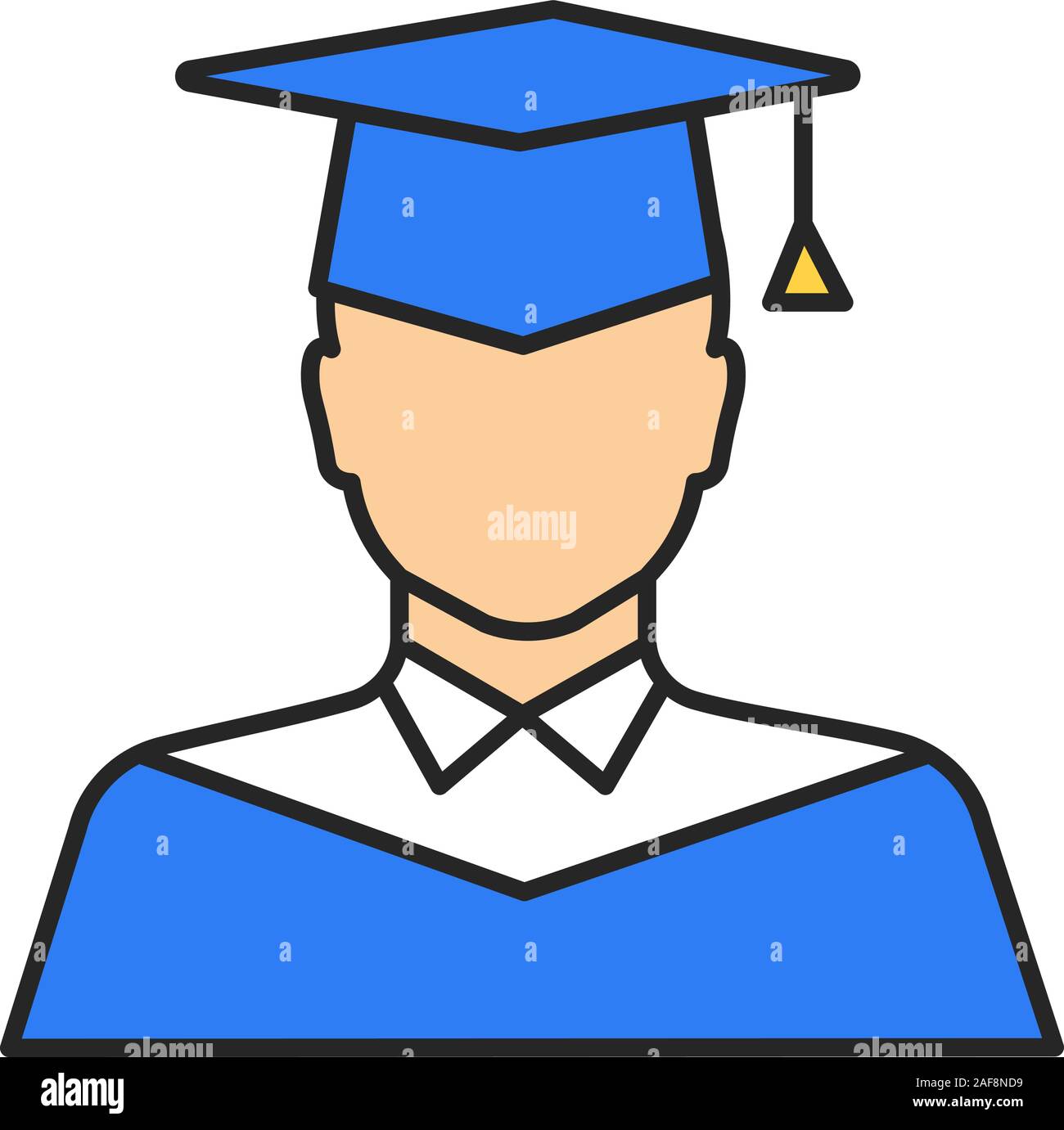 Graduate student color icon. Person in academic dress. Isolated vector ...