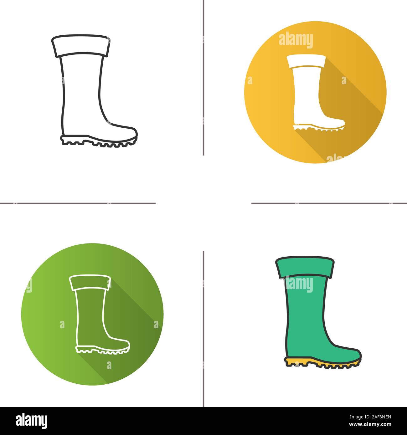 Rubber boot icon. Flat design, linear and color styles. Waterproof shoe ...