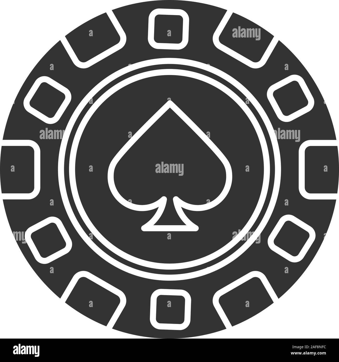 Casino chip glyph icon. Gambling token with spade sign. Casino ...