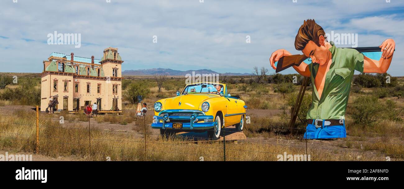 US Highway 90 Roadside Display near Marfa, Texas, Commemorating 1956 ...