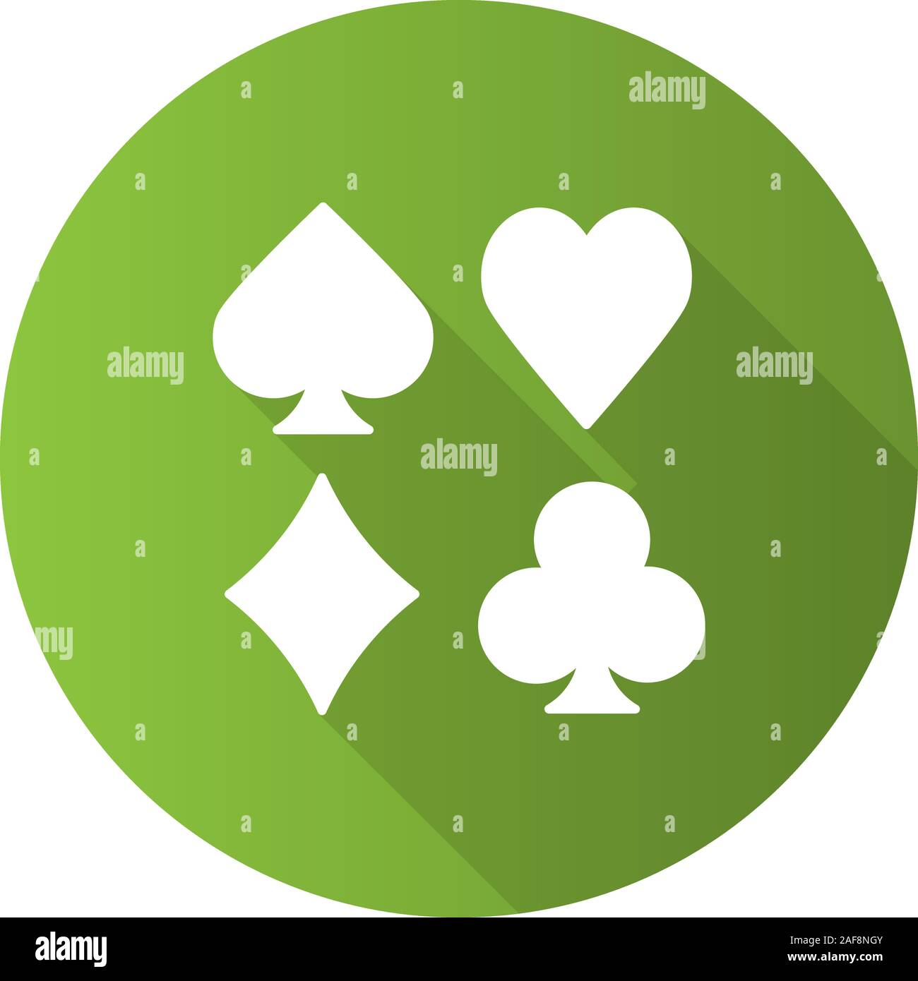 Suits of playing cards flat design long shadow glyph icon. Spade, clubs ...
