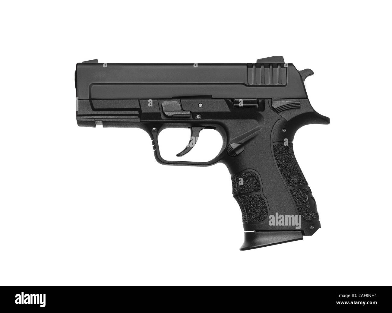 Black gun pistol isolated on white background. Short-barreled weapons ...