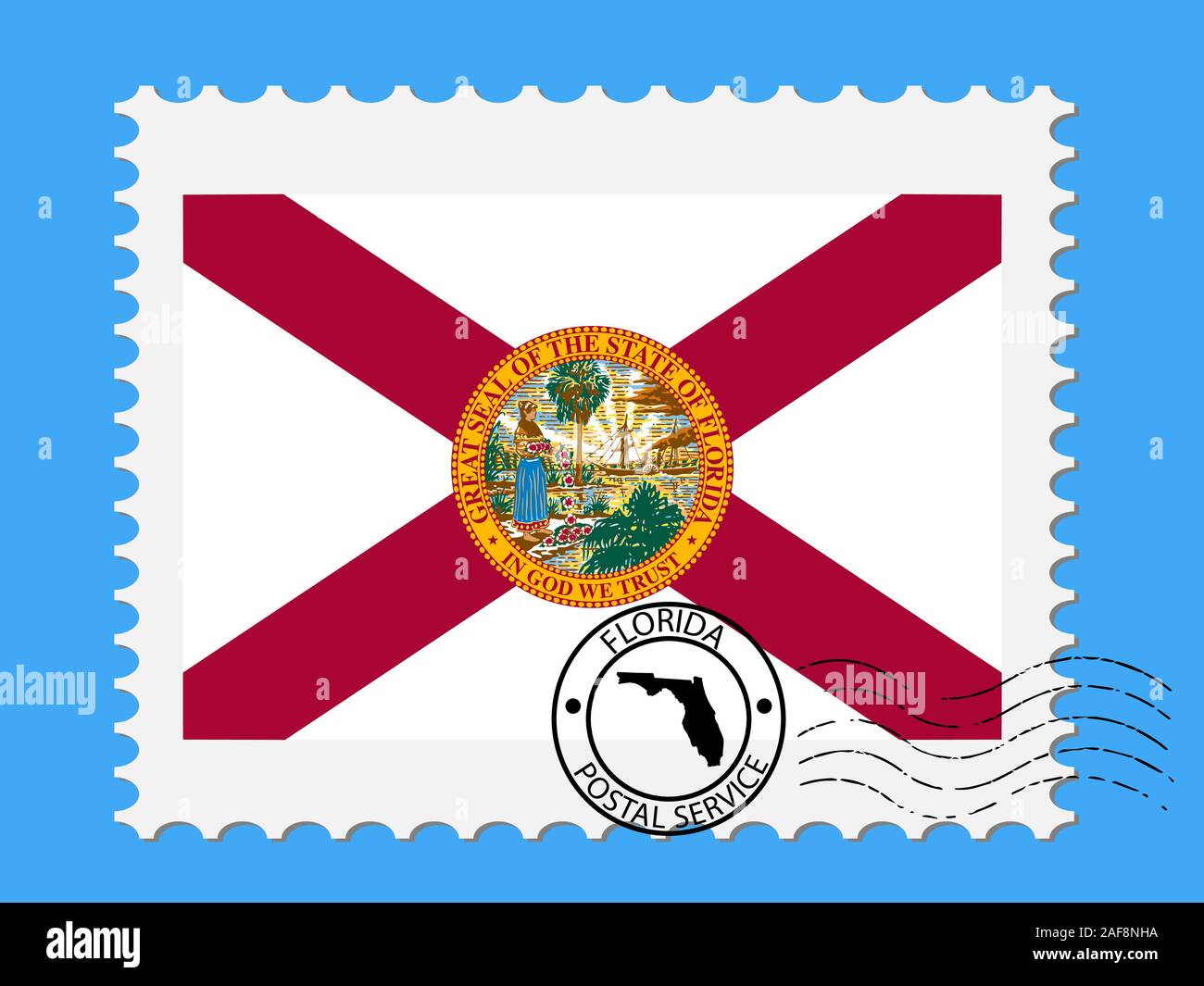 U.S. state of Florida Flag with Postage Stamp Vector illustration Eps ...