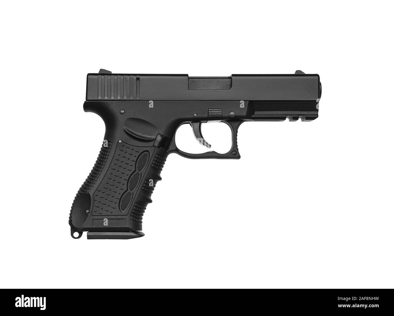 Black gun pistol isolated on white background. Short-barreled weapons ...