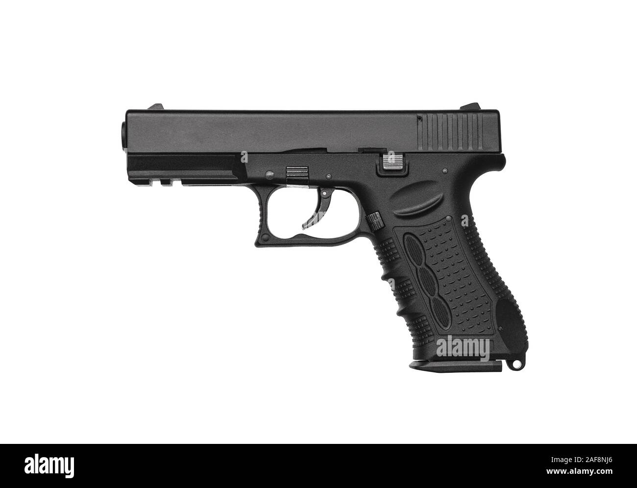 Black gun pistol isolated on white background. Short-barreled weapons ...