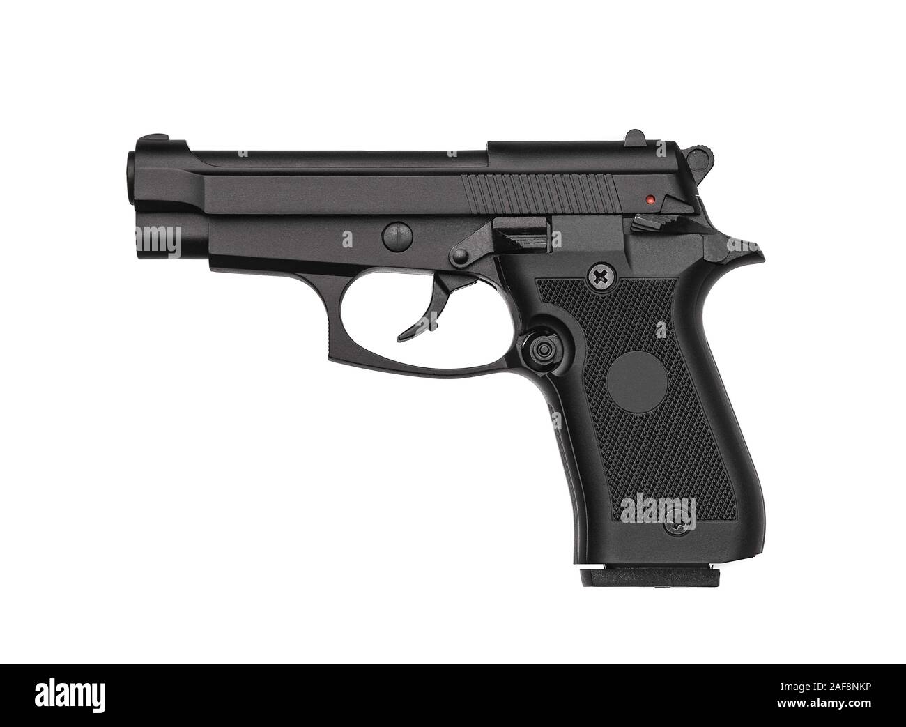Black gun pistol isolated on white background. Short-barreled weapons ...