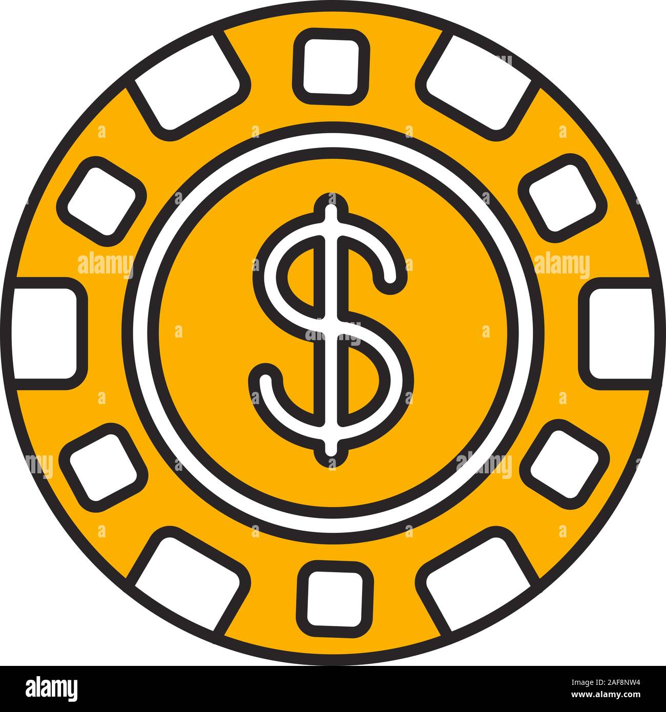 Casino chip color icon. Gambling token with dollar sign. Isolated ...