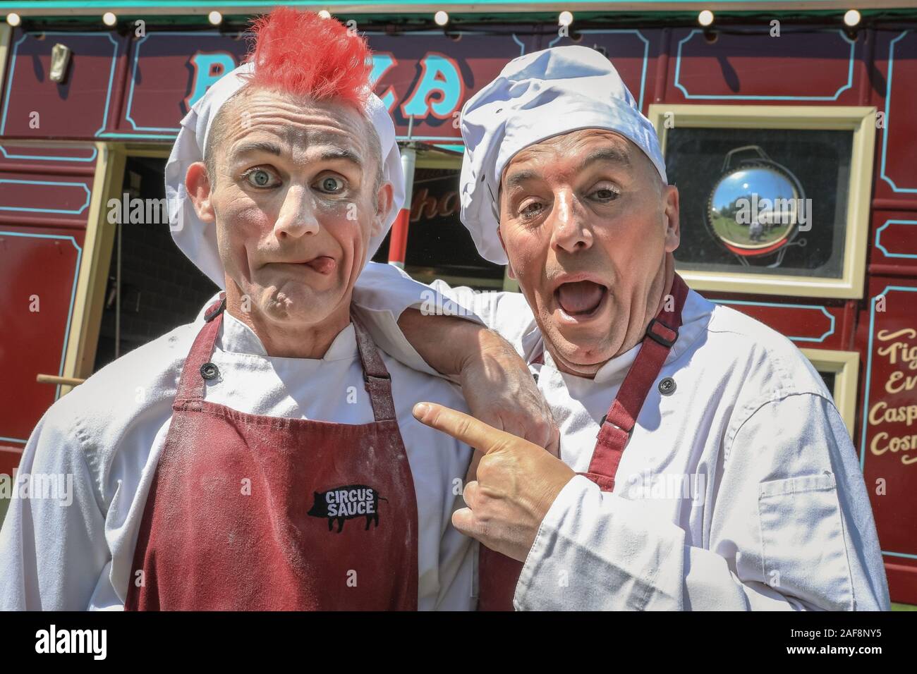 Artists Tweedy the Clown and Jan Erik Brenner joke around with flour ...