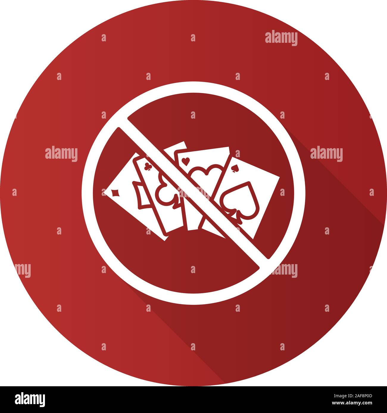 Forbidden sign with cards flat design long shadow glyph icon. No ...