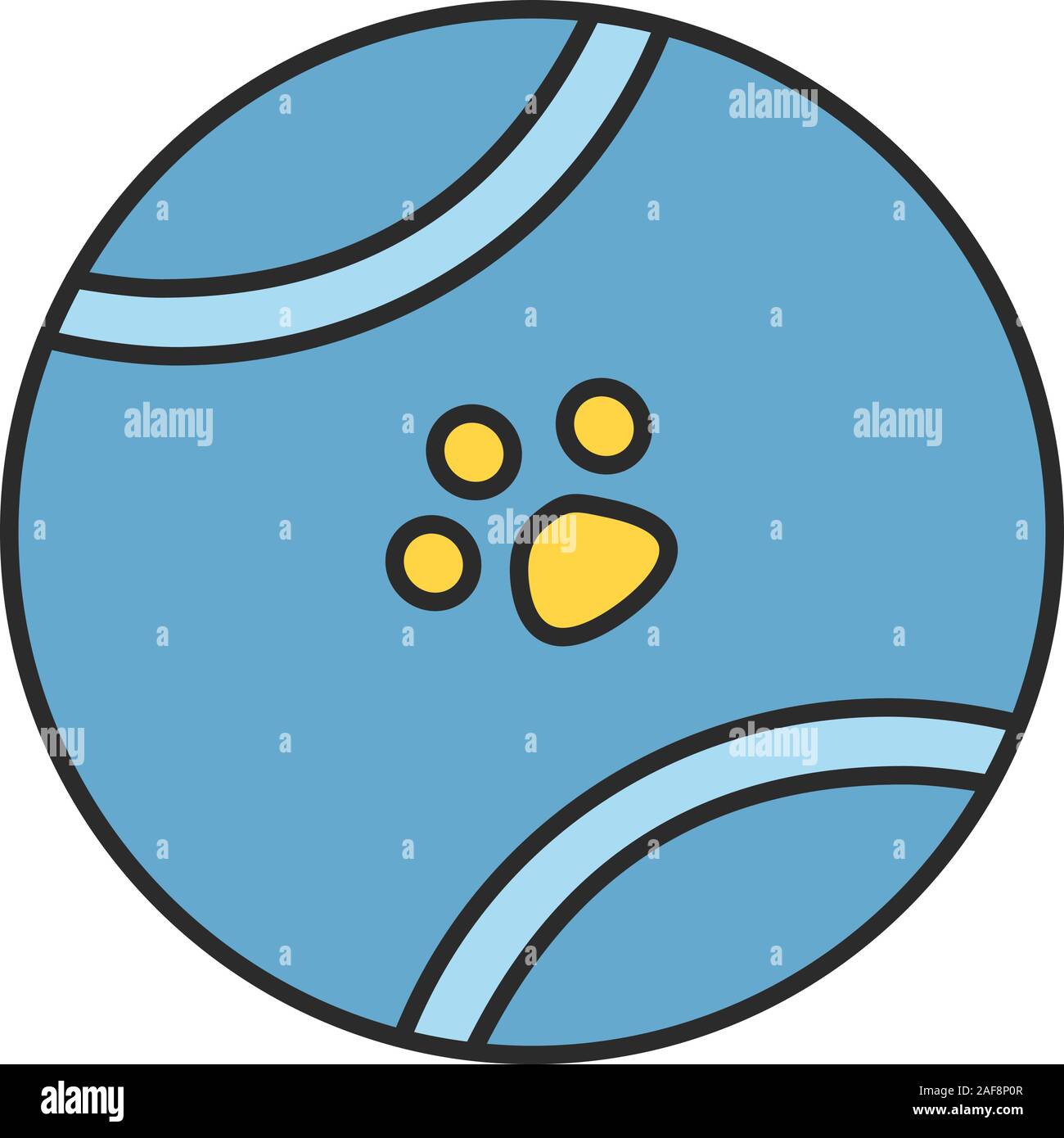 Dog's ball with paw color icon. Pet toy. Isolated vector illustration ...