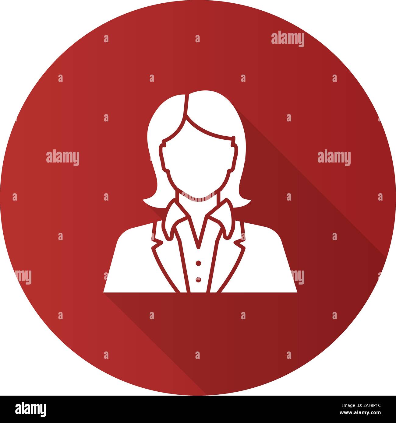 Office worker flat design long shadow glyph icon. Businesswoman, admin ...