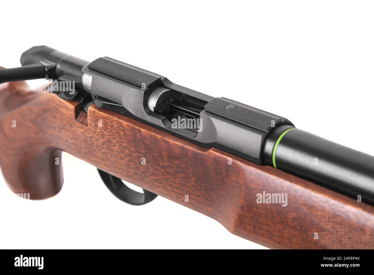 Classic bolt carbine .22lr with a wooden butt isolate on a white ...