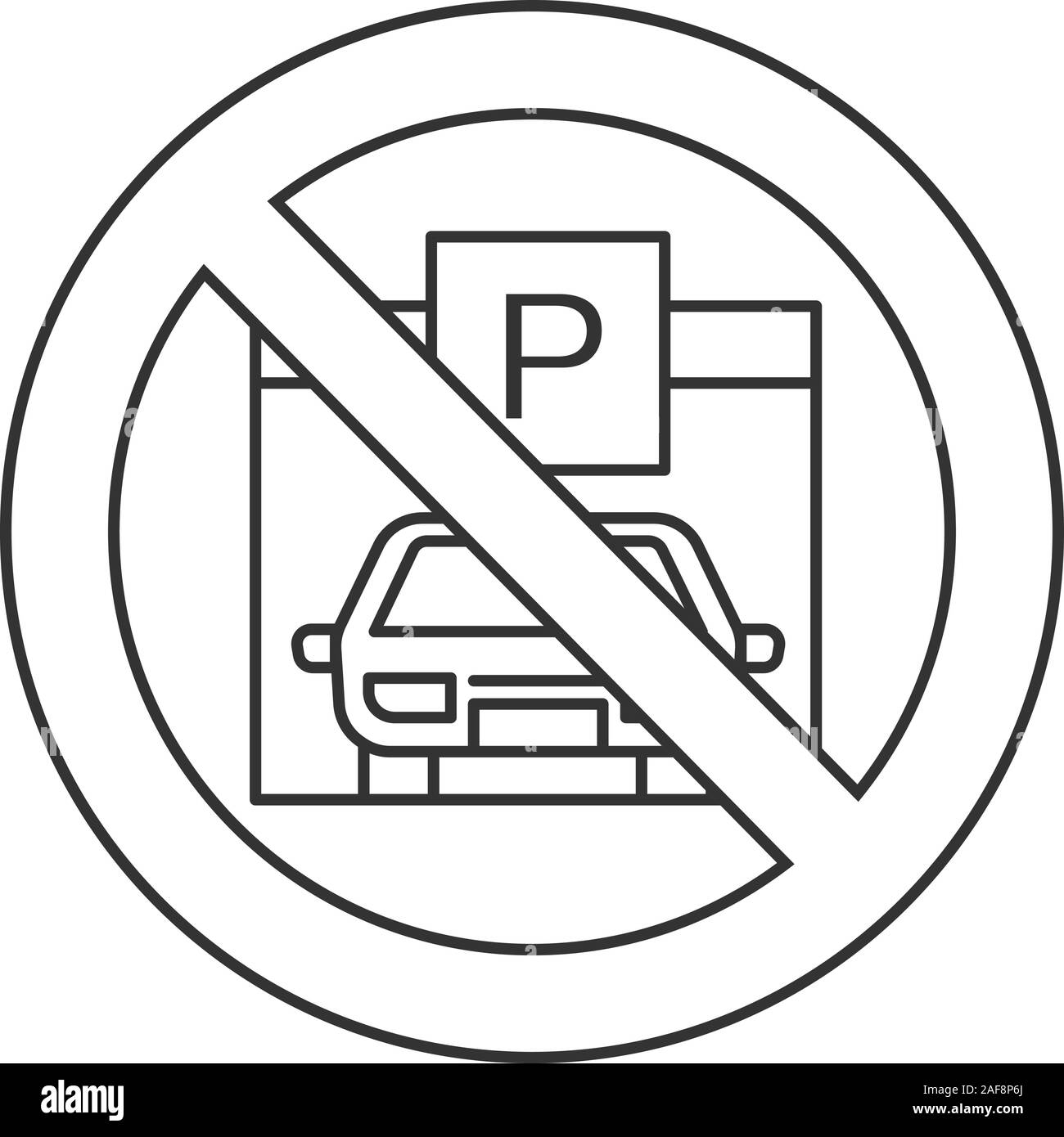 Forbidden sign with parking zone linear icon. Thin line illustration ...