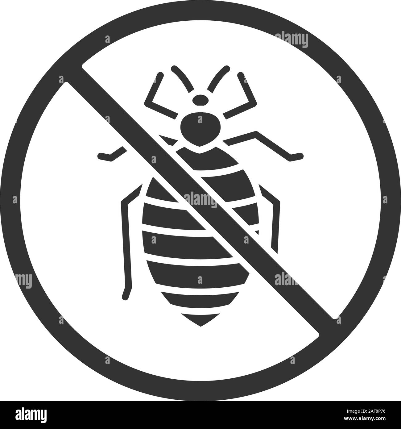 Stop bed bug sign glyph icon. Parasitic insects repellent. Pest control ...