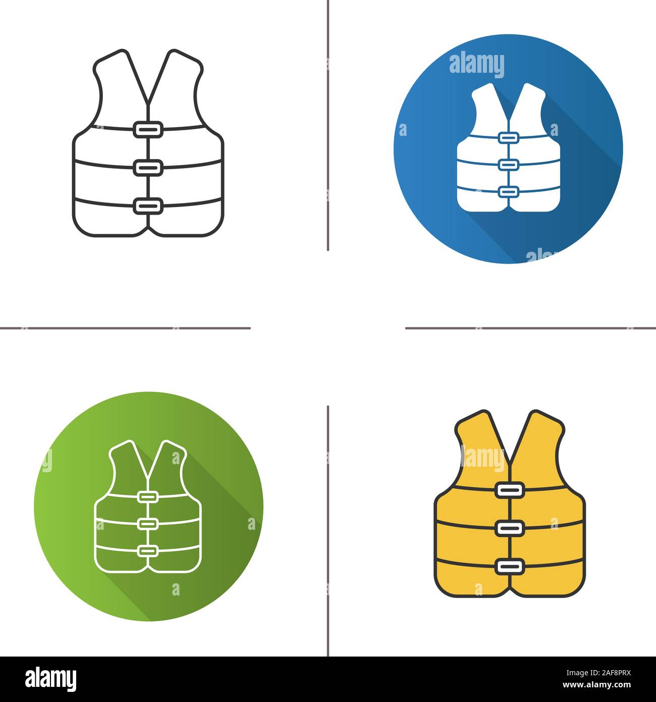 Life jacket icon. Boating life vest. Flat design, linear and color ...