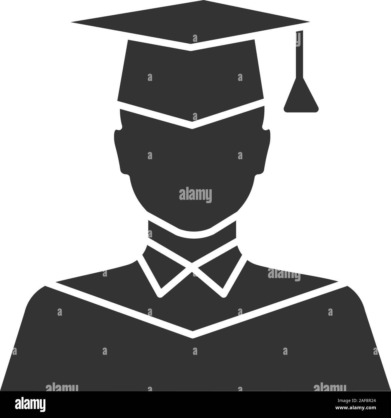 Graduate student glyph icon. Person in academic dress. Silhouette ... Graduate student glyph icon. Person in academic dress. Silhouette ...