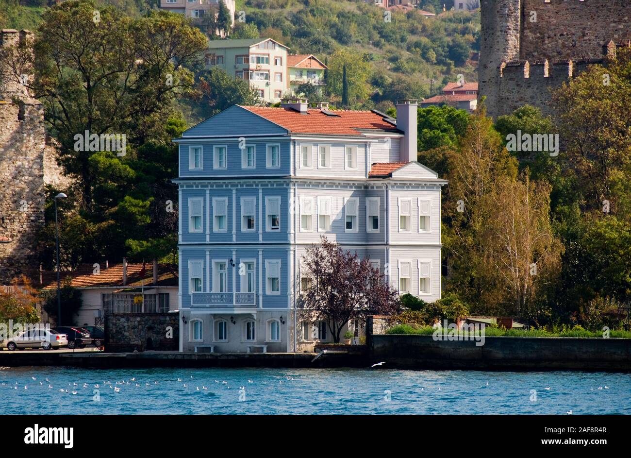 Turkish yali, on the seaside of the Bosphorus strait. Istanbul, Turkey ...