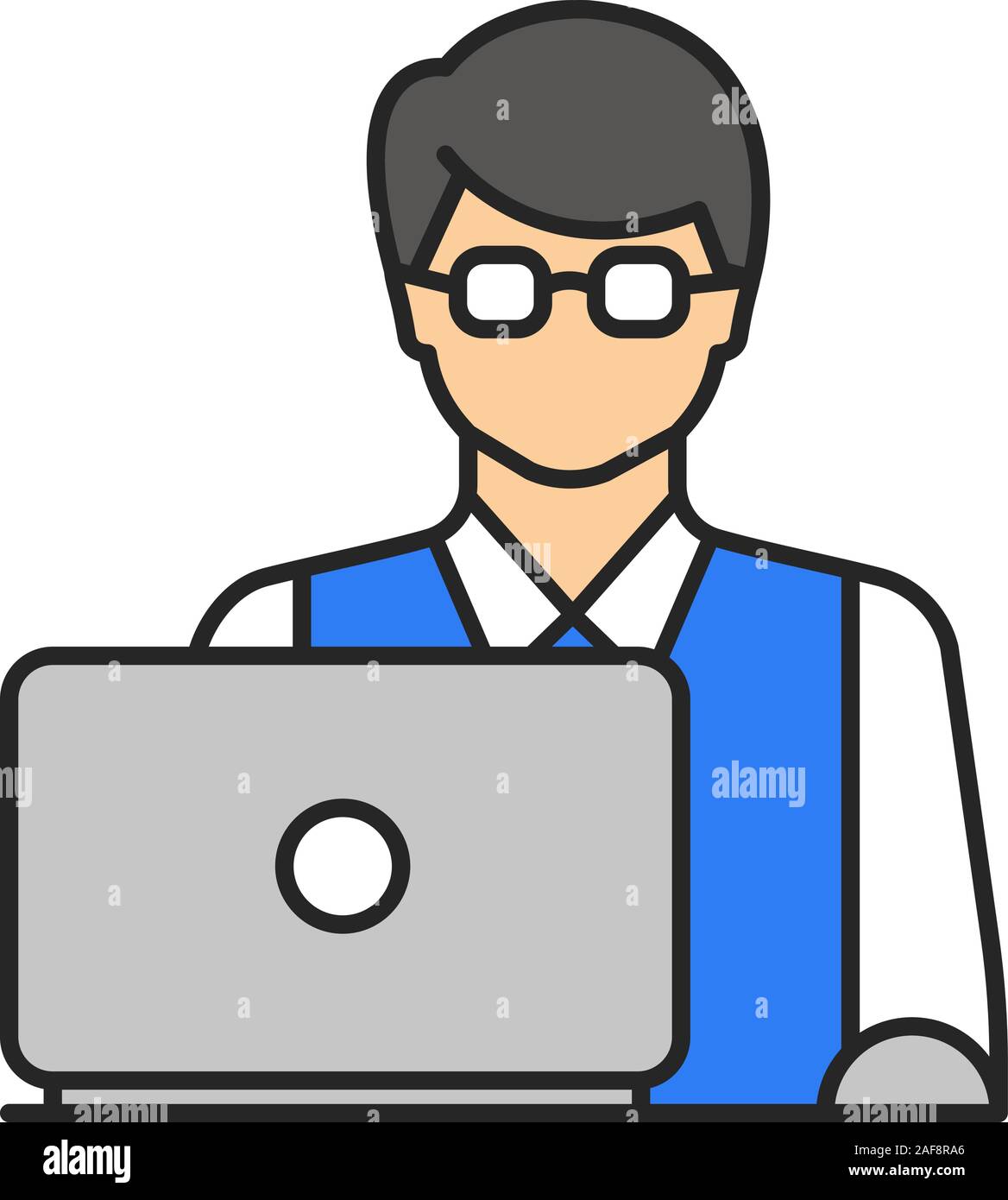 Programmer color icon. IT technologist. Freelancer. Isolated vector ...