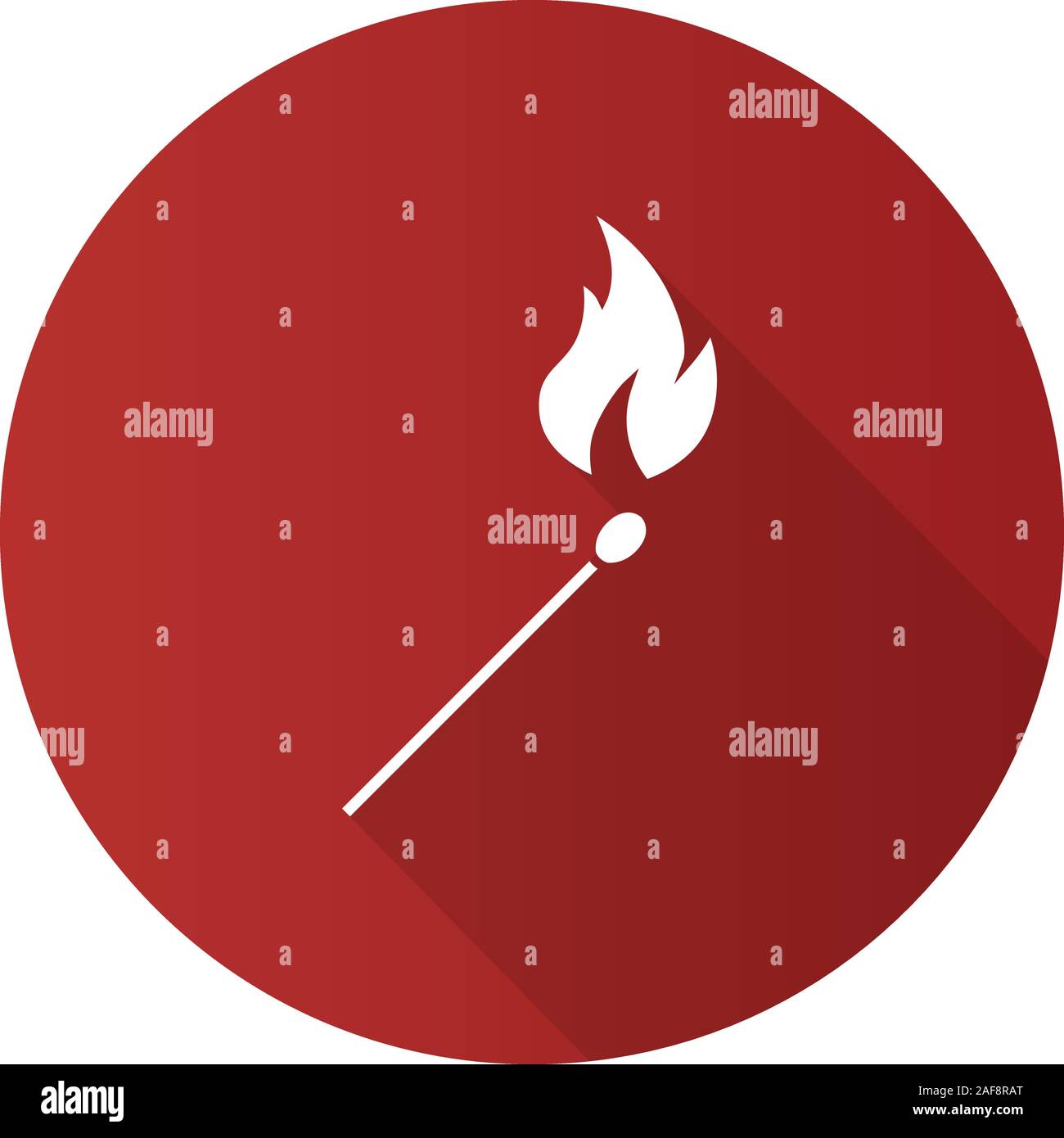 Burning matchstick flat design long shadow glyph icon. Arson. Vector ...